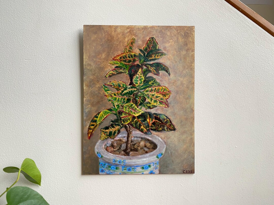 Croton Plant - Original Oil Painting - Etsy