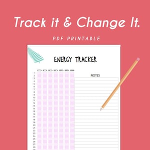 Energy Tracker, Printable, Print at Home, Daily Energy Tracker, 8.5 X ...