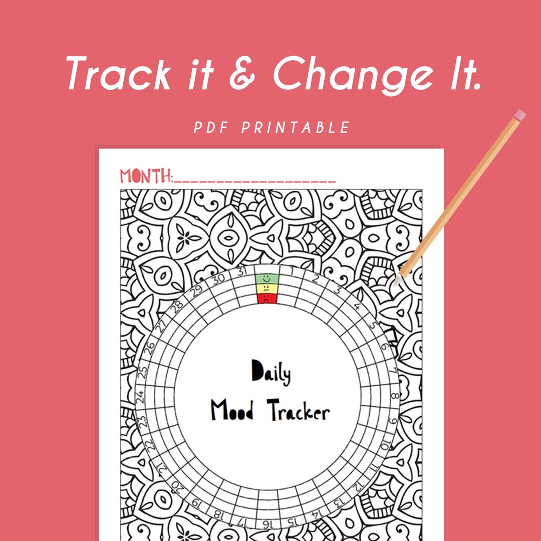 Mood Tracker Printable, Mood Monitor, Self-care, Self-regulation ...