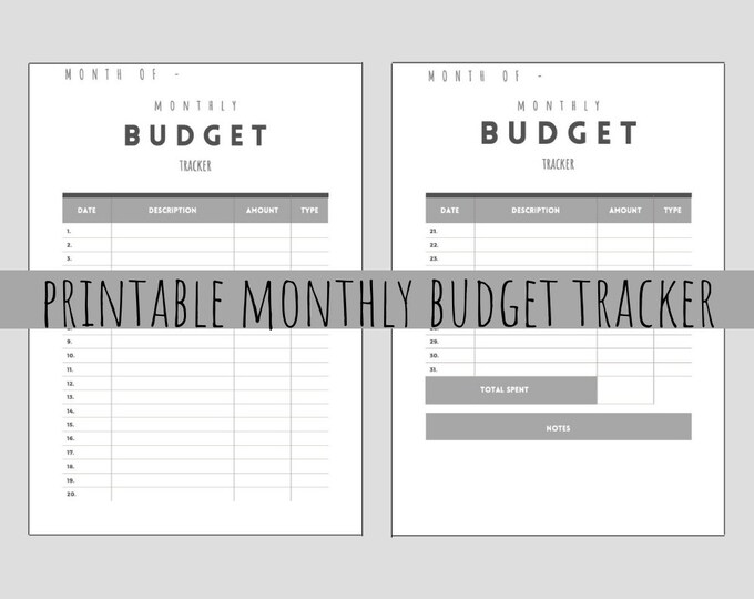 Monthly Budget Tracker Printable Download PDF - Etsy