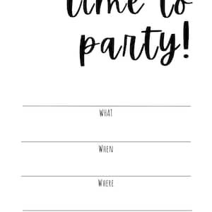 Time to Party! Fill in the Blank Party Invitation - Instant Download ...