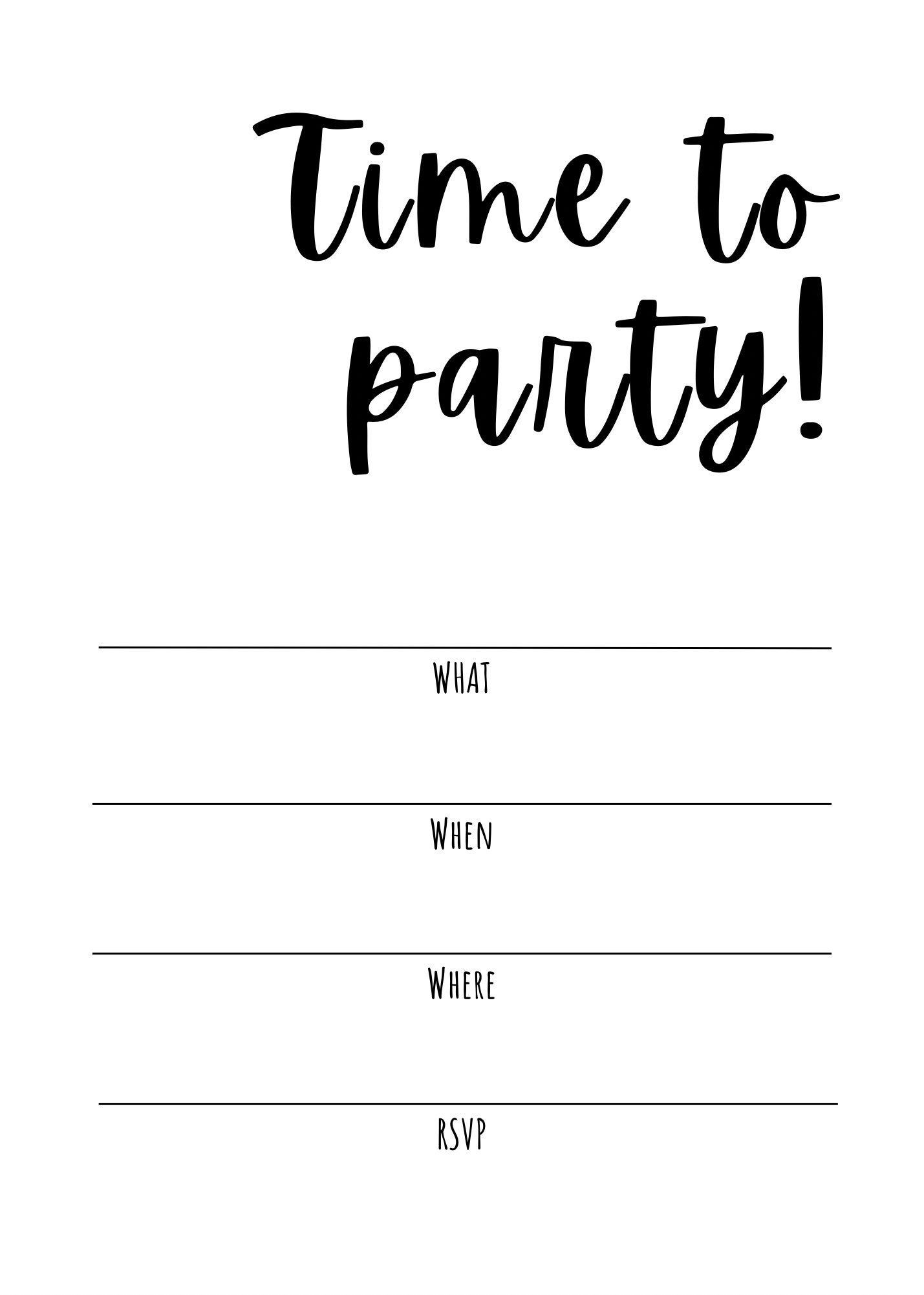 Time to Party! Fill in the Blank Party Invitation - Instant Download ...