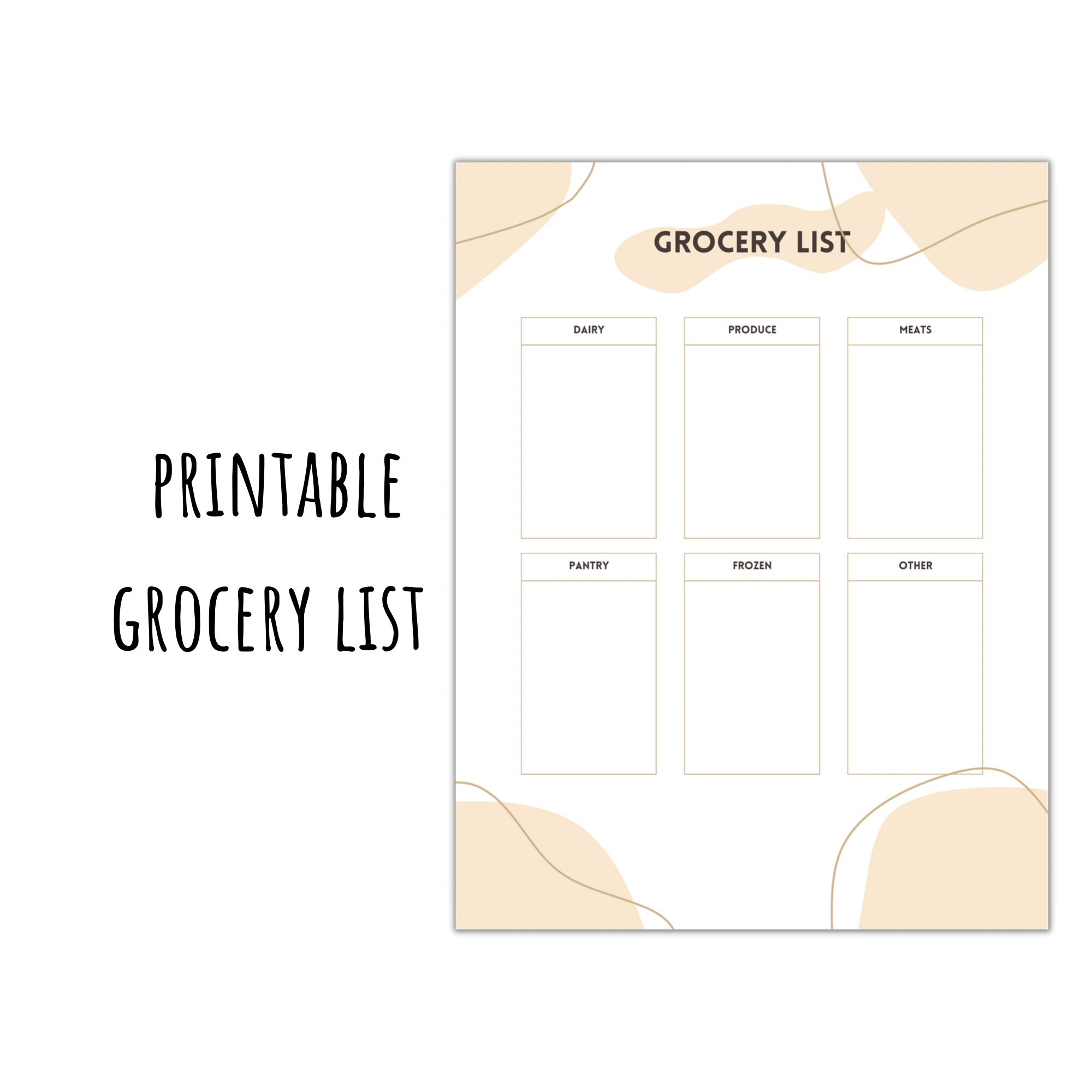 Printable Weekly Grocery List - Minimal - Easy to Use - Download - PDF ...