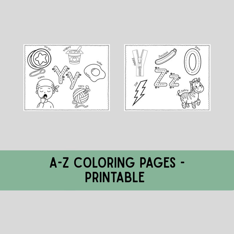 Alphabet Coloring Pages for Kids, 26 Page Set, Worksheets, ABC Learning ...