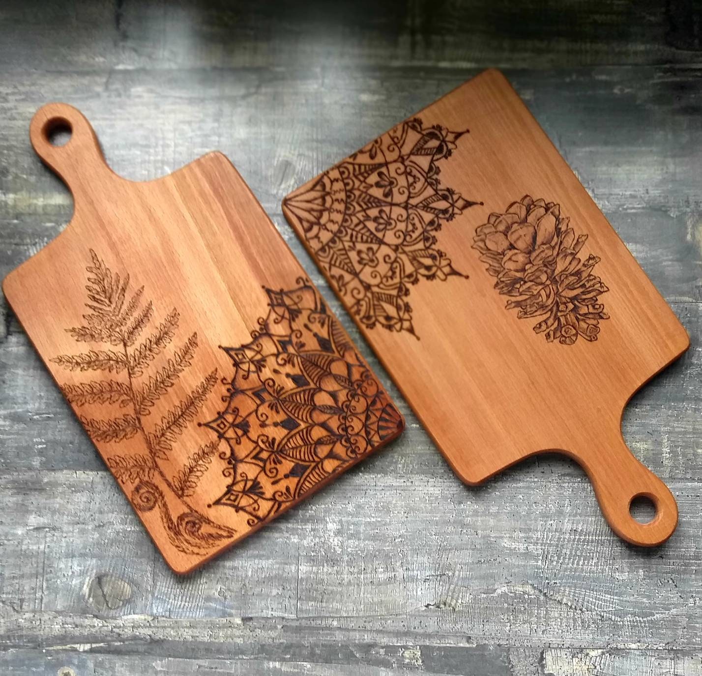 Chopping Board mandala designe pyrography woodburning | Etsy