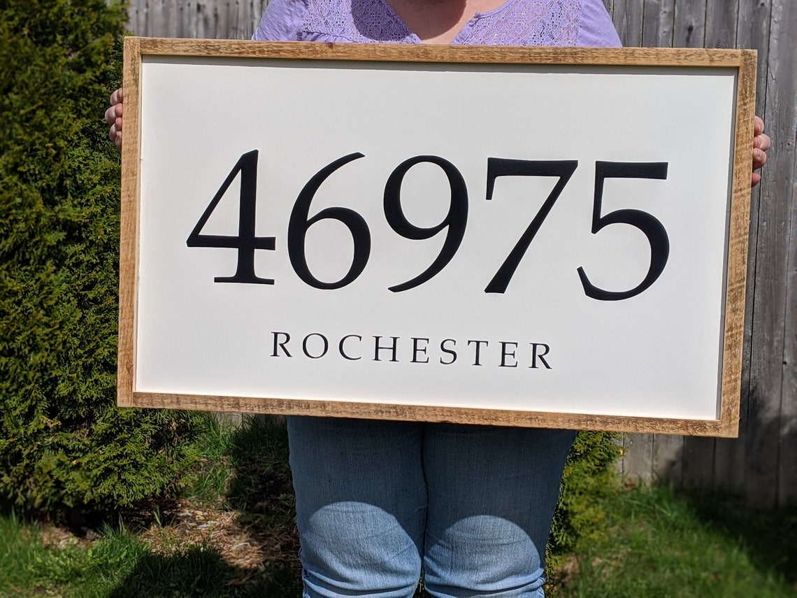 Zipcode Sign Zip Code Town City Farmhouse Home Decor Wood | Etsy