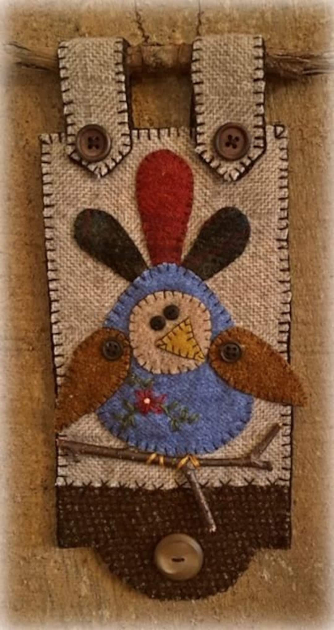 Wool Applique Paper Pattern "tweet" Rustic Country Handcrafts Primitive ...