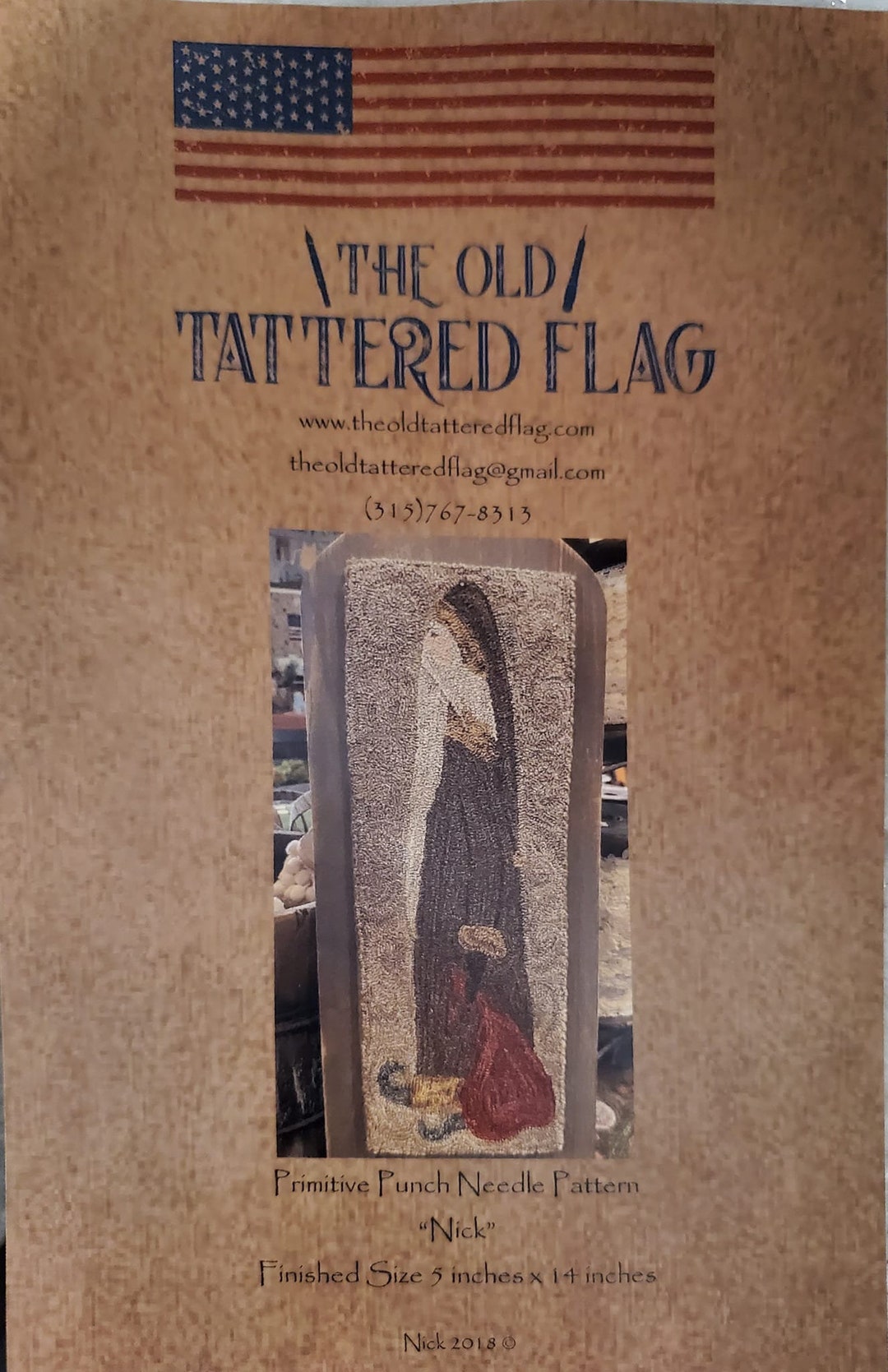 Punch Needle Pattern the Old Tattered Flag NICK Primitive Santa Weavers ...