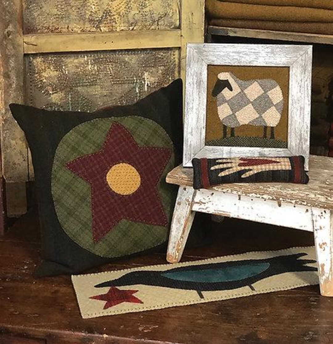 Wool Applique 4 Designs Threads That Bind 221 FOLK ART SAMPLER Heart in ...