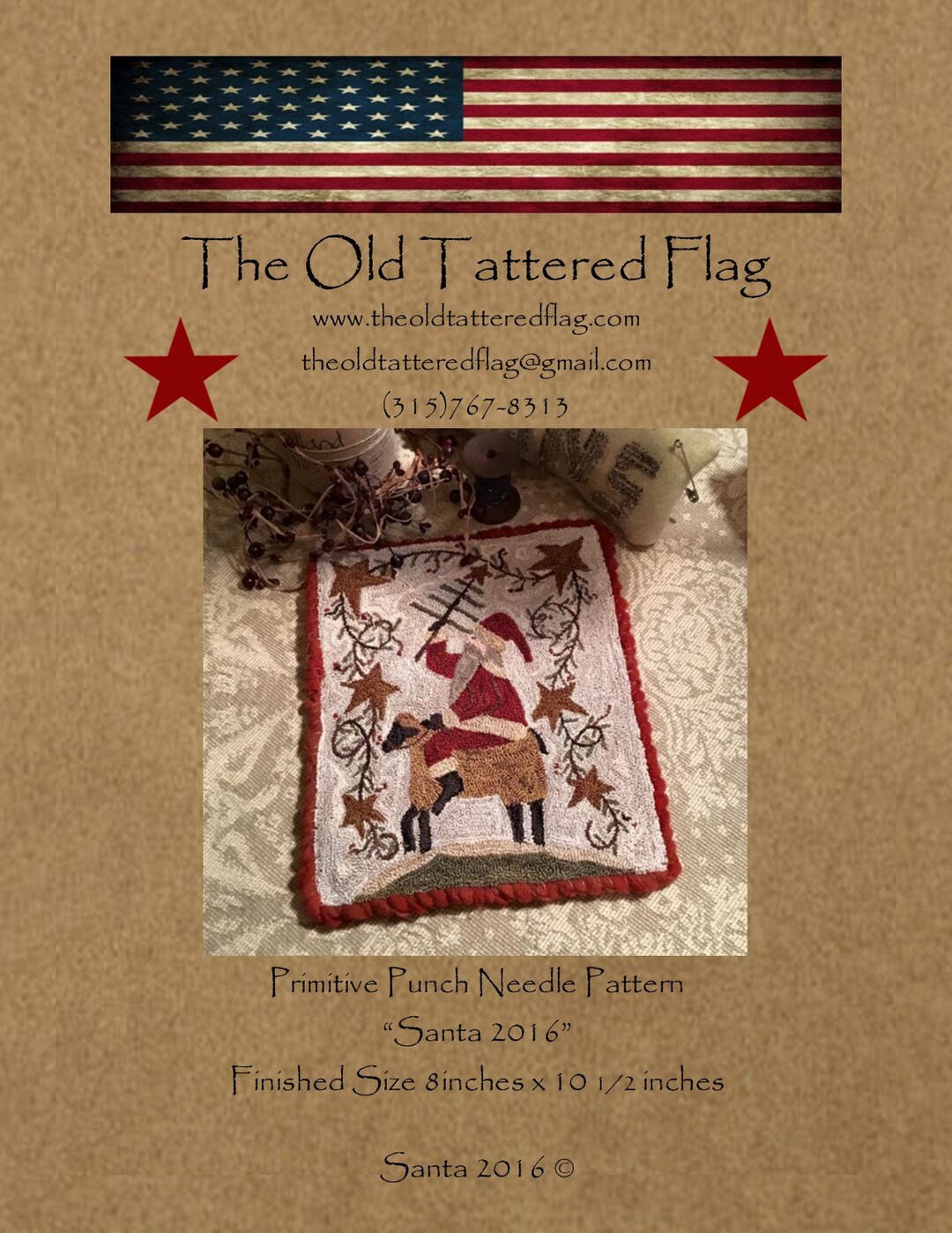 Punch Needle Pattern the Old Tattered Flag SANTA 2016 Weavers Cloth - Etsy