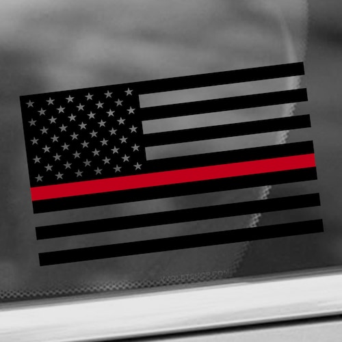 Kneeling Firefighter Decal Thin Red Line Decal American - Etsy