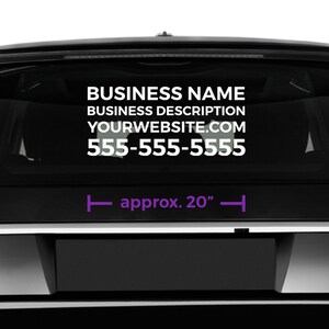 Custom Business Car Vinyl Decal Sticker - Back Windshield Custom ...
