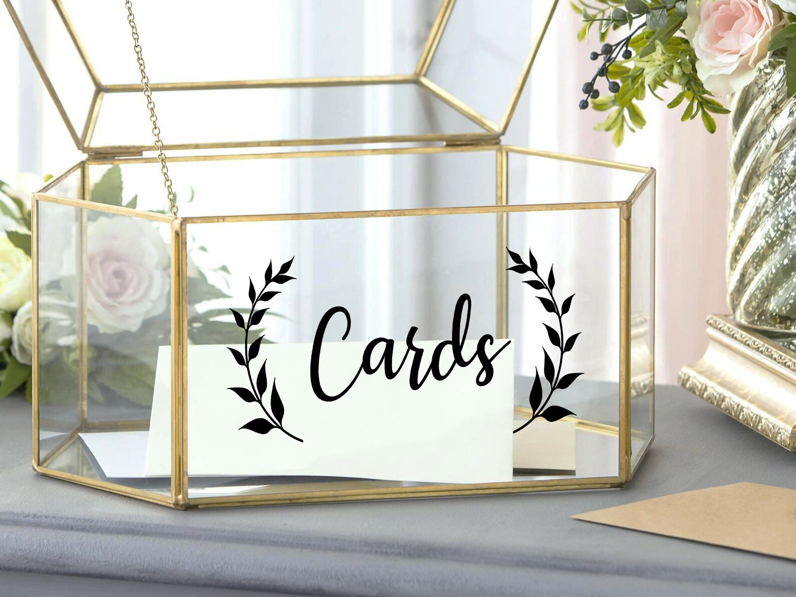 Cards With Wreath Leaves Decal Card Box Decal for Party - Etsy