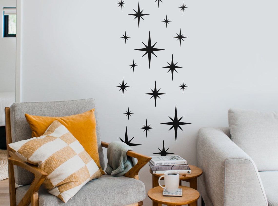Starburst Wall Decals Retro Wall Decal Set of 35 Stars - Etsy