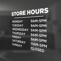 Custom Store Hours Decal - Business Door Sign for Hours of Operation ...