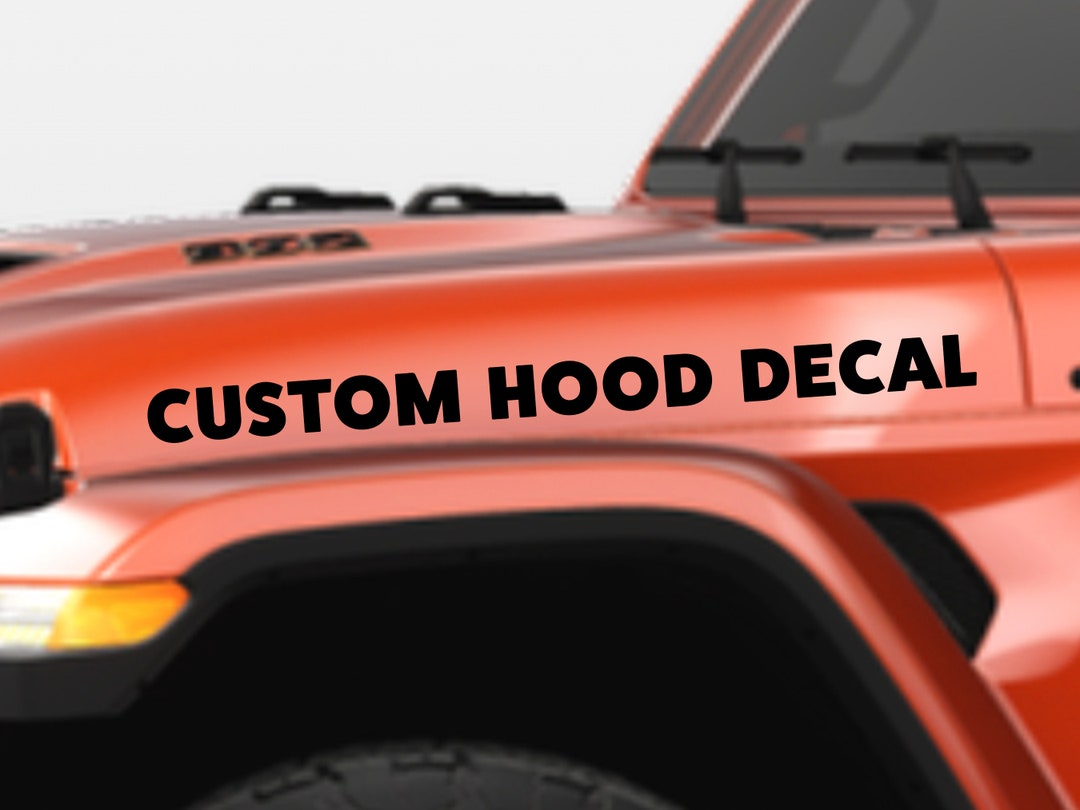2 Custom Hood Decals - 3 Inches Tall - Car Hood Vinyl Decals - Truck ...