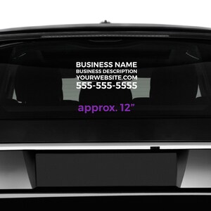 Custom Business Car Vinyl Decal Sticker - Back Windshield Custom ...