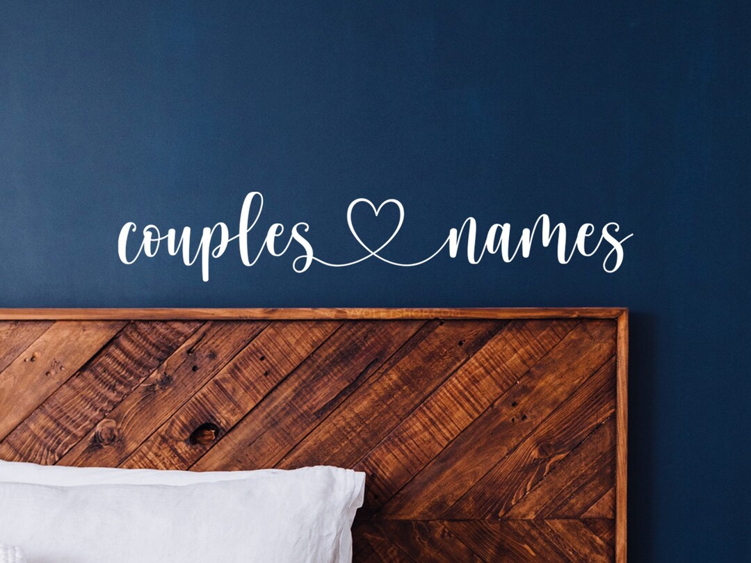 Couples Names Decal - Names Connected With A Heart Sticker - Newlyweds ...