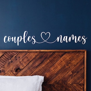 Couples Names Decal - Names Connected With A Heart Sticker - Newlyweds ...