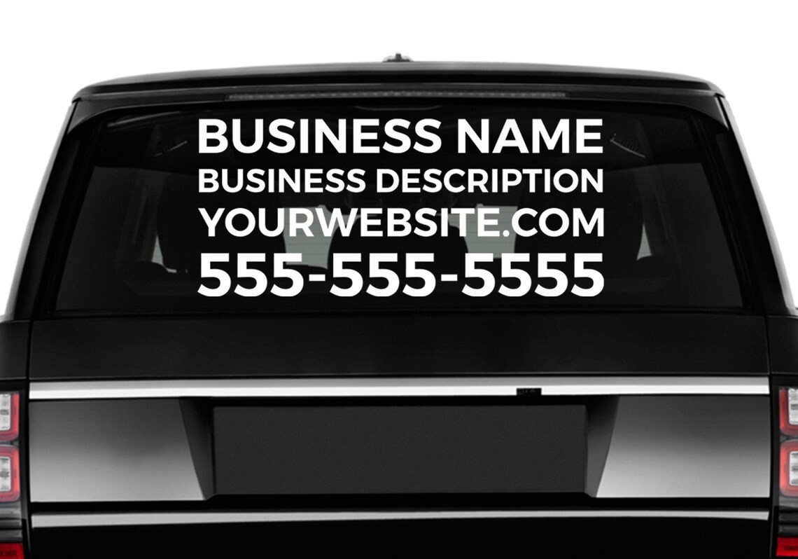 Custom Business Car Vinyl Decal Sticker - Back Windshield Custom ...