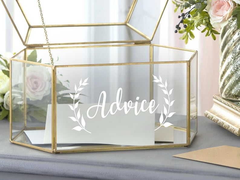 Advice Cards Box Decal - Vinyl Decal Sticker Advice With Wreath Leaves ...