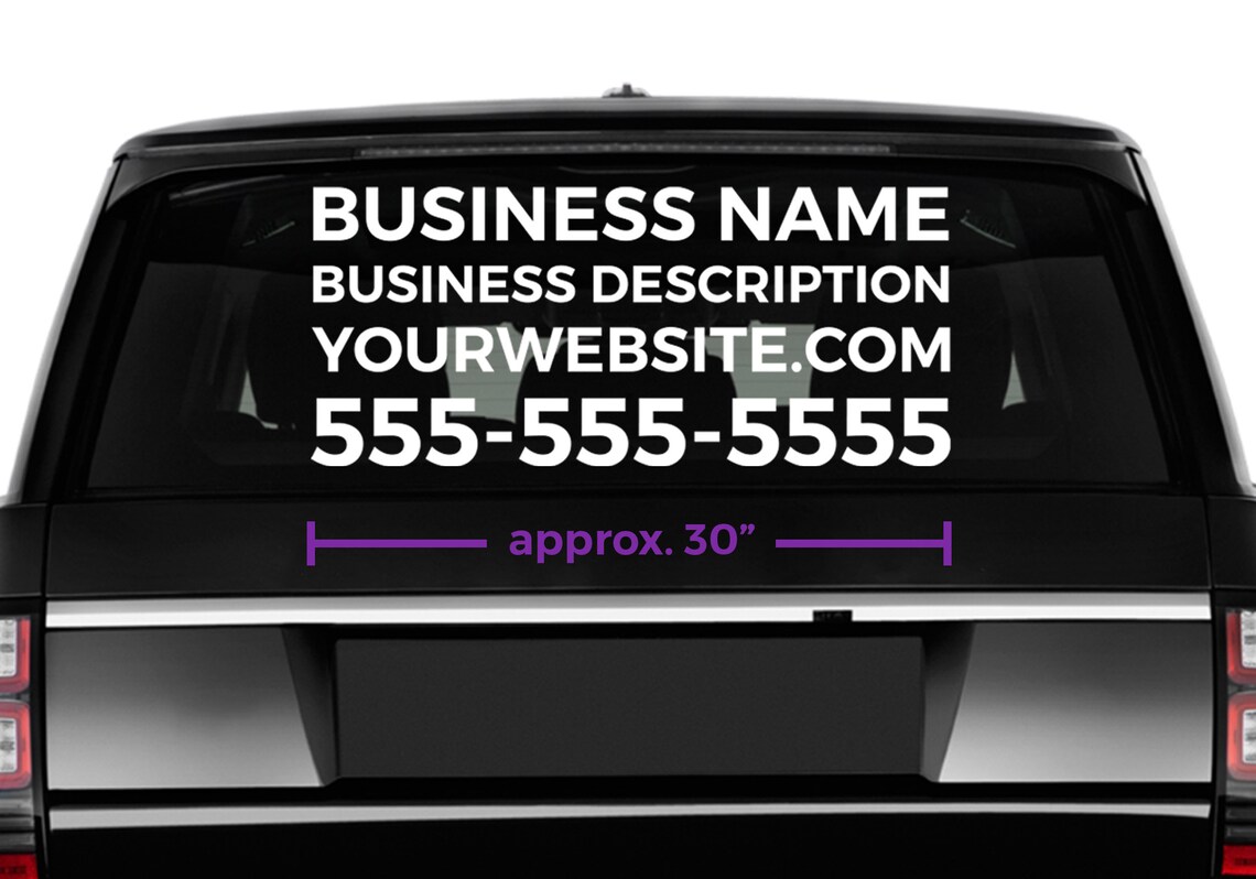 Custom Business Car Vinyl Decal Sticker - Back Windshield Custom ...