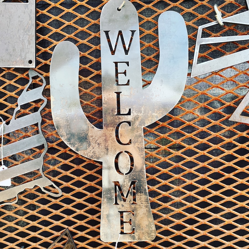 Metal Saguaro Cactus Welcome Sign - Etsy