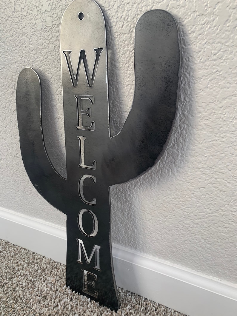 Metal Saguaro Cactus Welcome Sign - Etsy