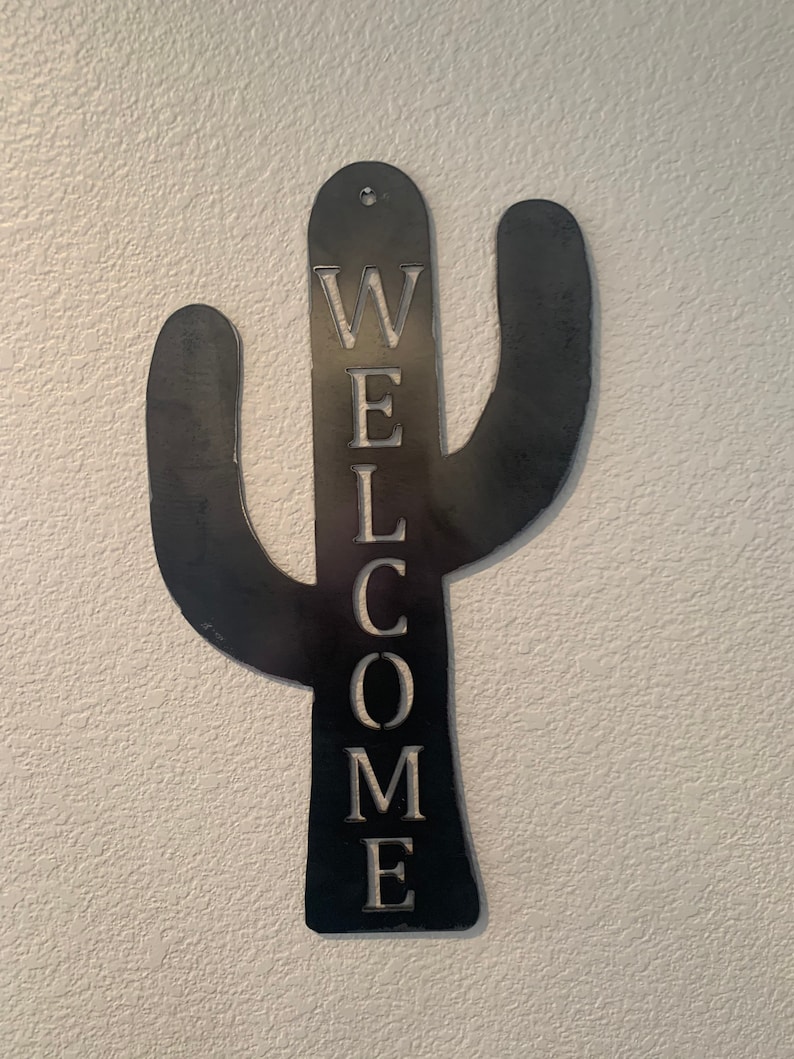Metal Saguaro Cactus Welcome Sign - Etsy