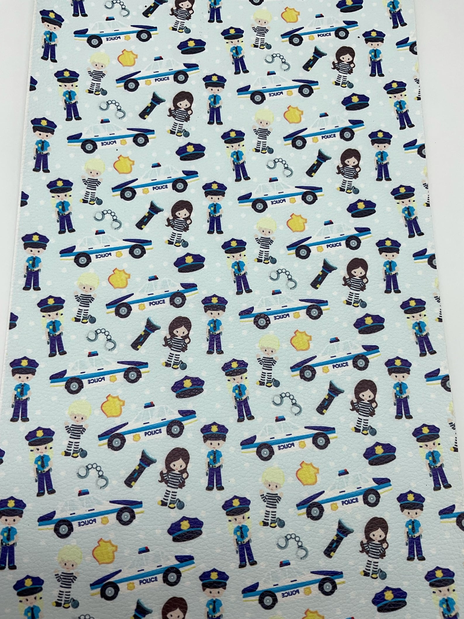 POLICE Faux Leather Sheet Cops and Robbers Fabric Sheet | Etsy