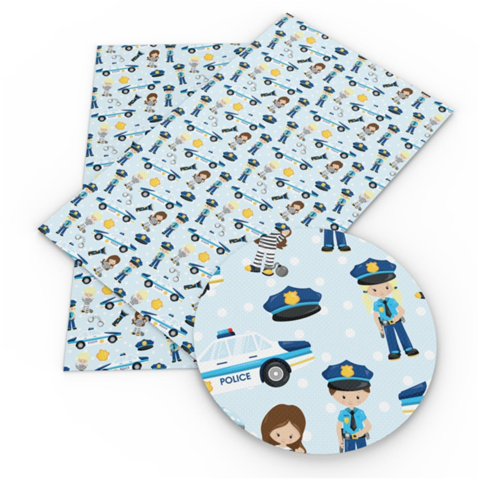 POLICE Faux Leather Sheet Cops and Robbers Fabric Sheet | Etsy