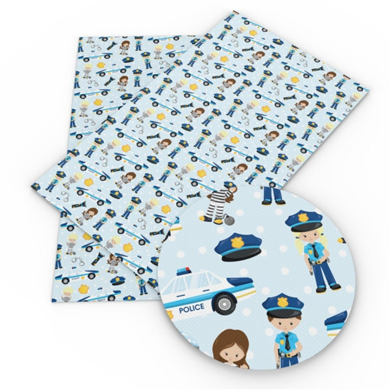 POLICE Faux Leather Sheet Cops and Robbers Fabric Sheet | Etsy