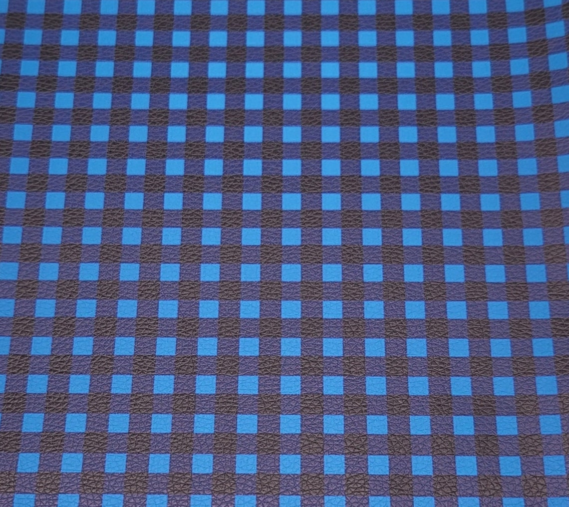 Blue Black Checkered Faux Leather Fabric Sheet: DIY Crafts - Etsy