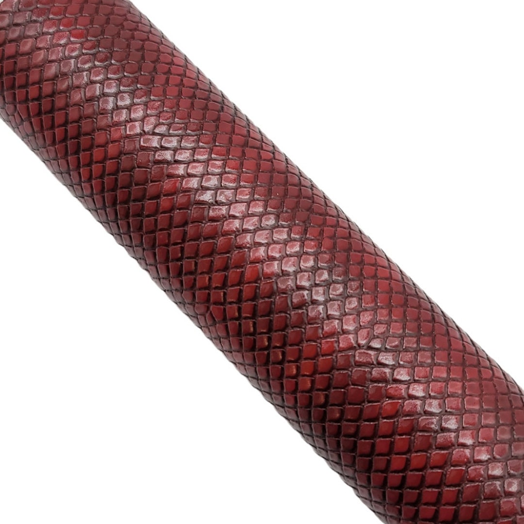 BURGUNDY RED Snake Pattern Faux Leather Sheet, Fabric Sheet, DIY Hair ...