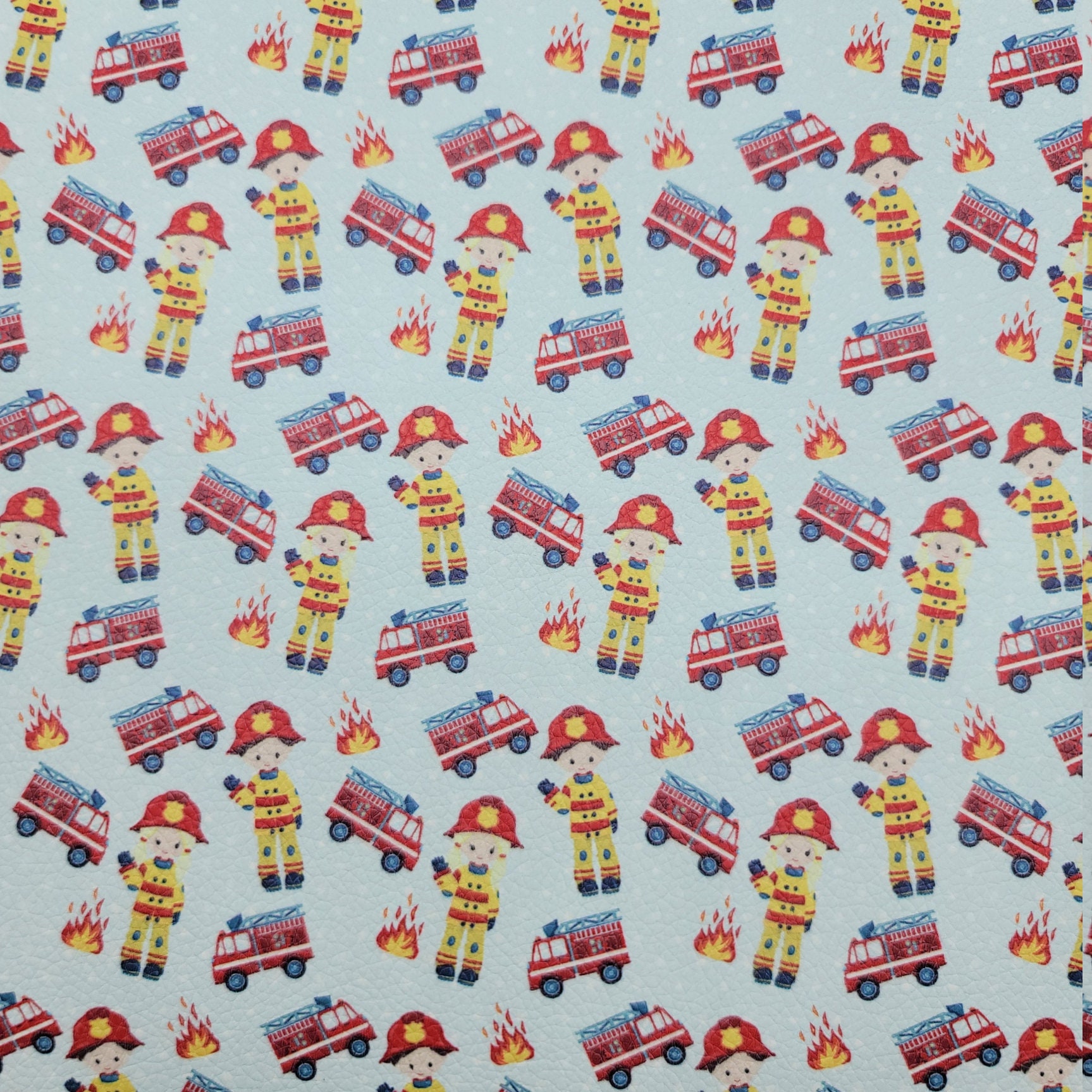 FIREFIGHTER and FIRE TRUCK Canvas Sheet Firefighter Fabric - Etsy
