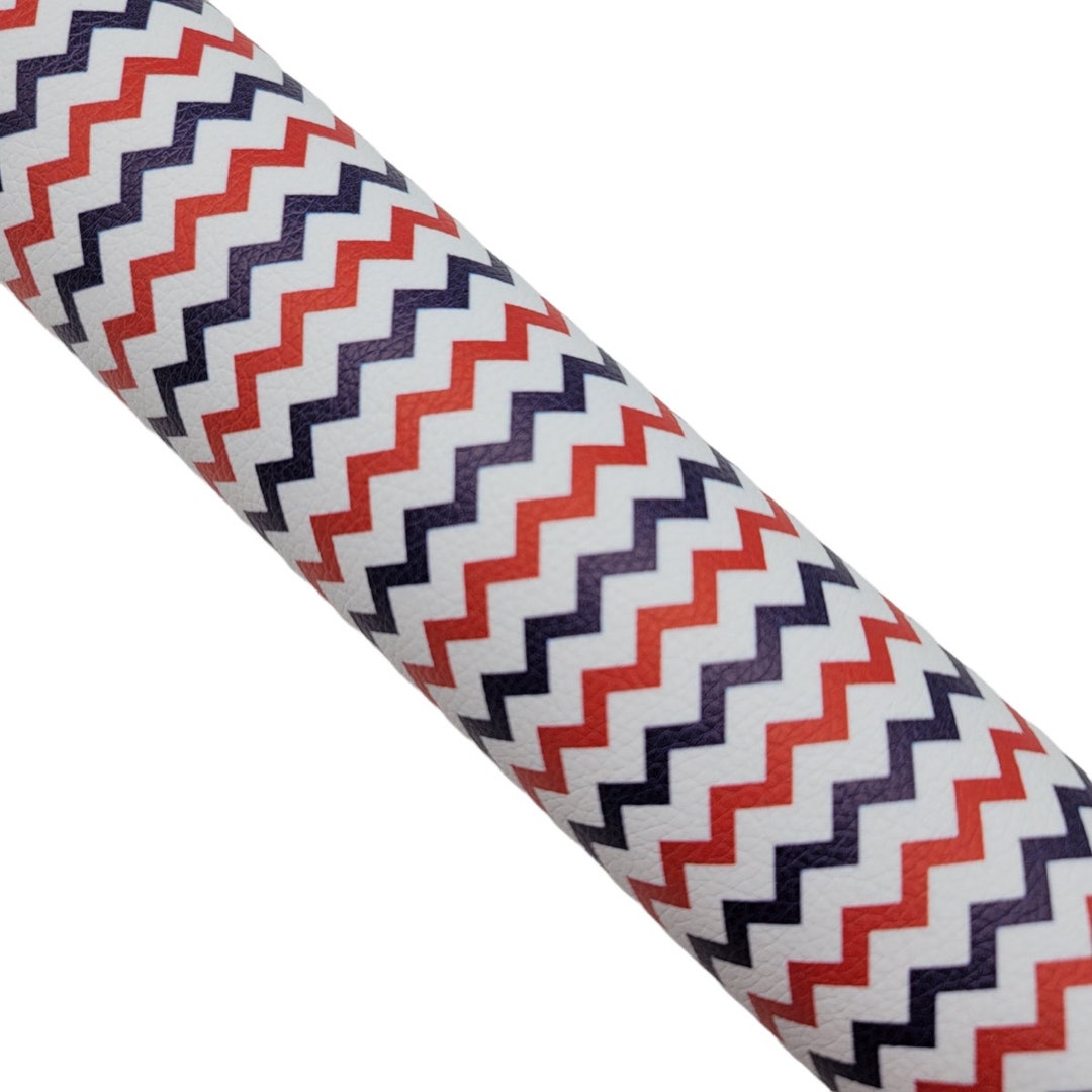 RED WHITE BLUE Chevron Faux Leather Sheet, Red White and Blue ...