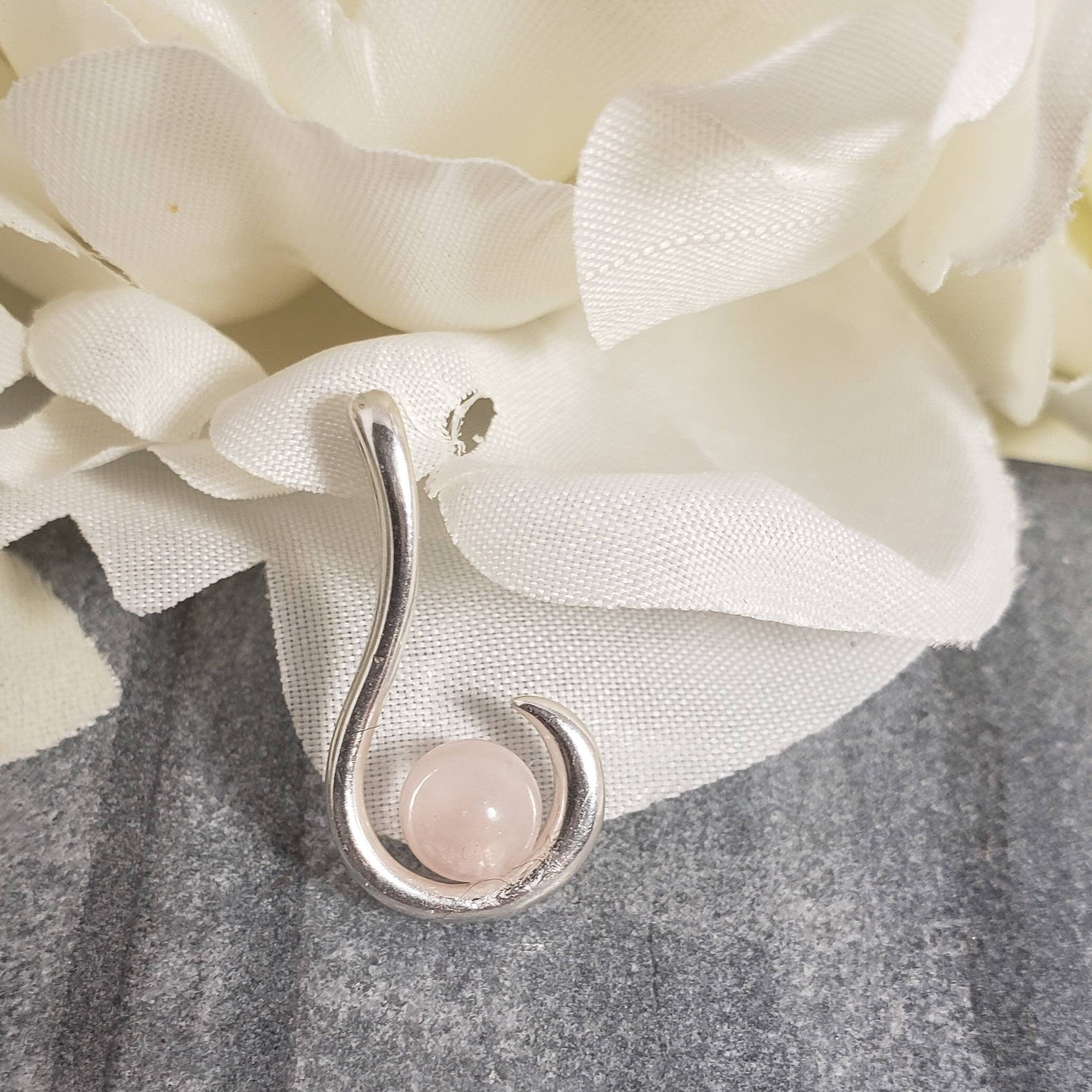 Rose Quartz Ball Sterling Silver Hook Pendant - Etsy