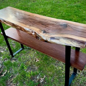 Custom Black Walnut Live Edge Table With Shelf Console Hallway TV Stand ...