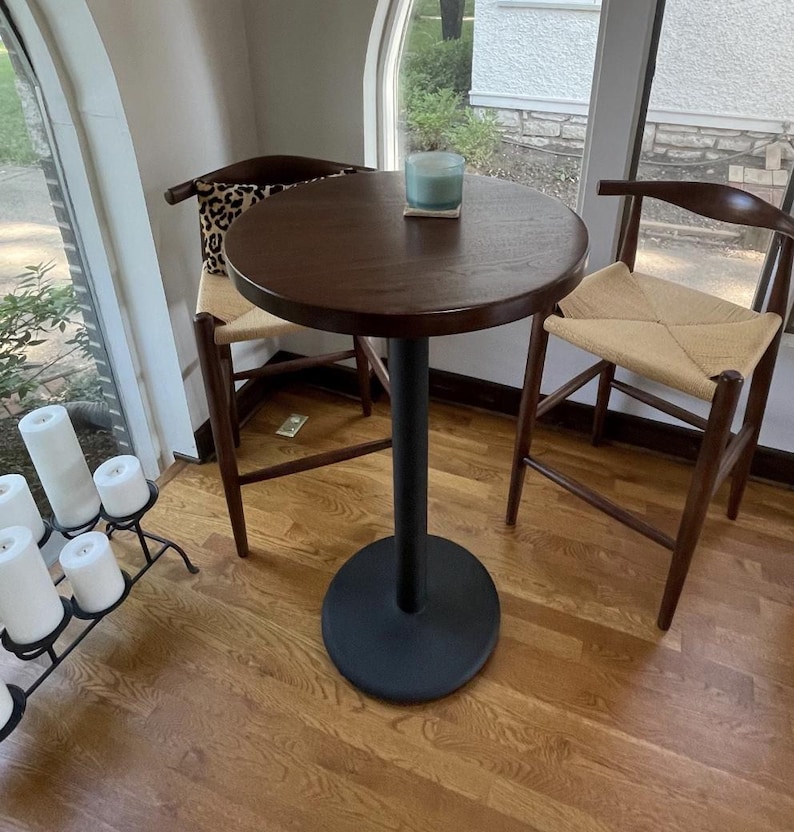 Black Walnut Round Bistro Bar Pub Style Kitchen Table Custom Handmade ...