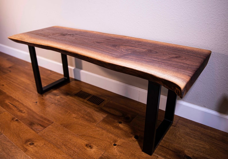 Handmade Live Edge Black Walnut Bench Custom Metal Legs - Etsy