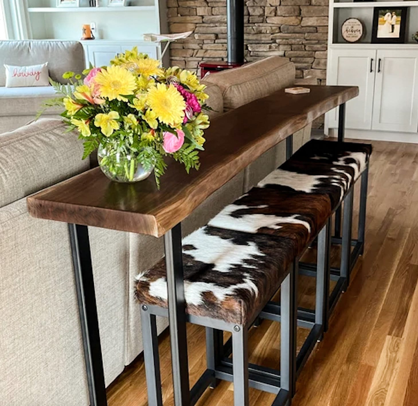 Live edge sofa bar table store