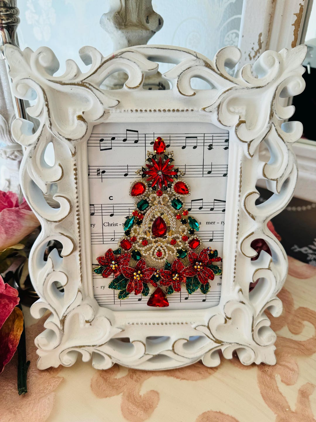 White Baroque Framed Jeweled Christmas Tree - Etsy