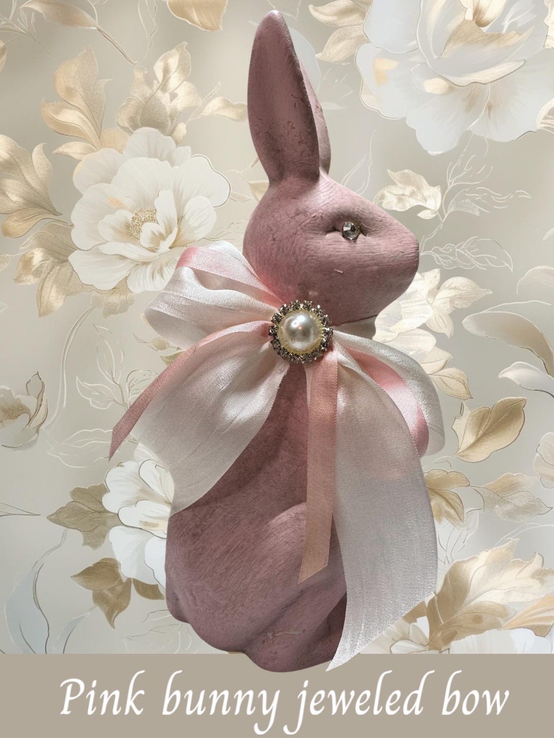 Cute Pink Jeweled Bow Bunny - Etsy