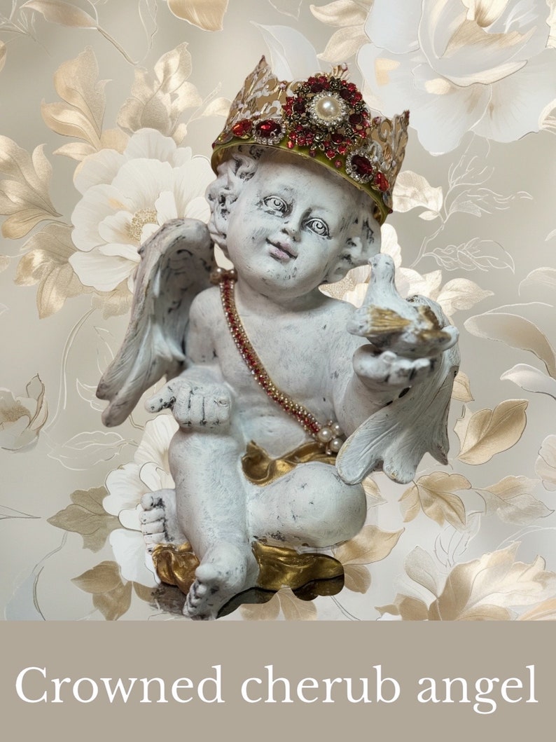 Valentine Cherub Statue With Crown - Etsy