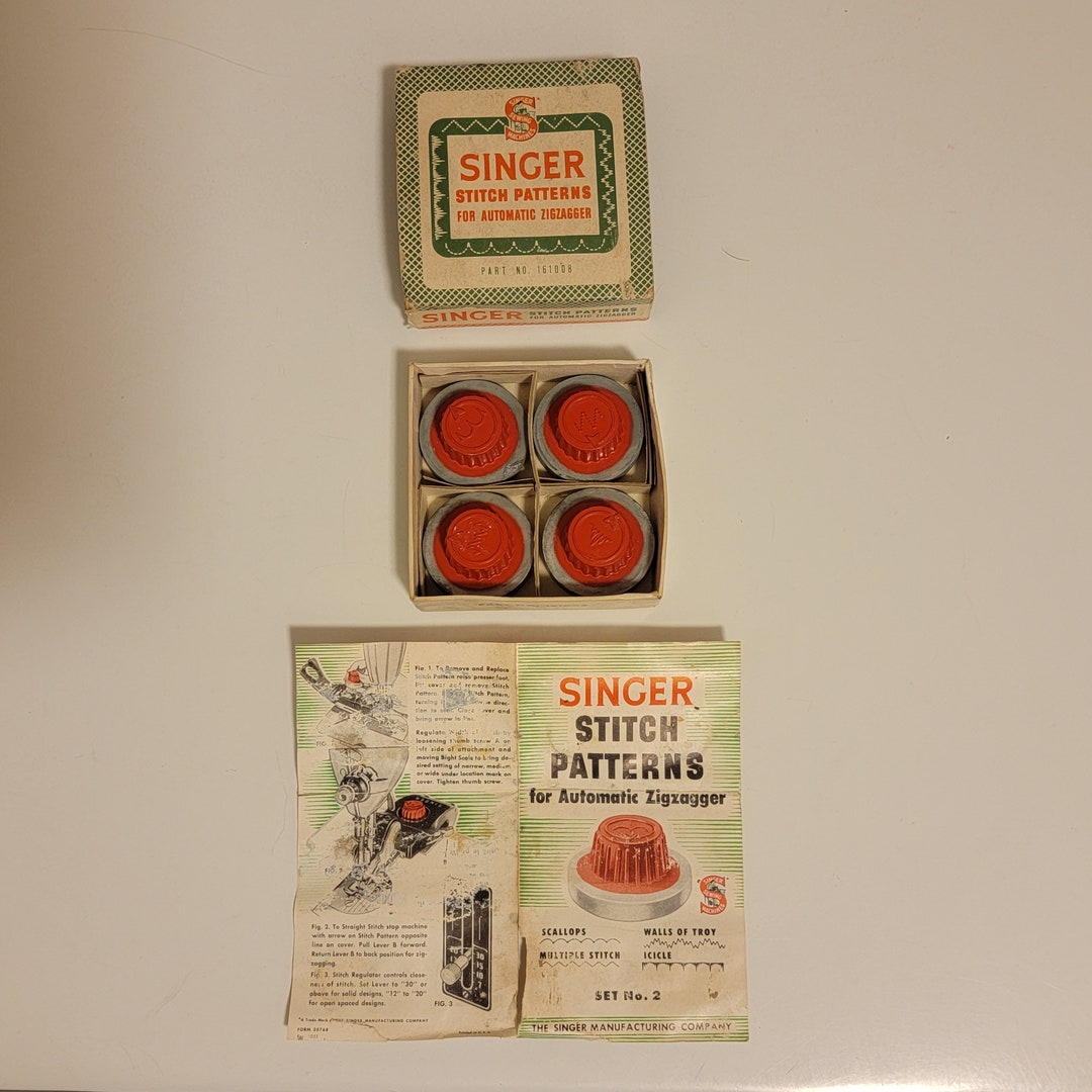 Vintage Singer Stitch Patterns Set 2 for Automatic Zigzagger 161008 Red ...