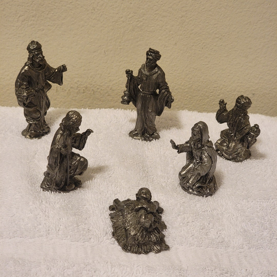VTG Michael Ricker Pewter 6 Piece Nativity Scene Christmas Jesus ...