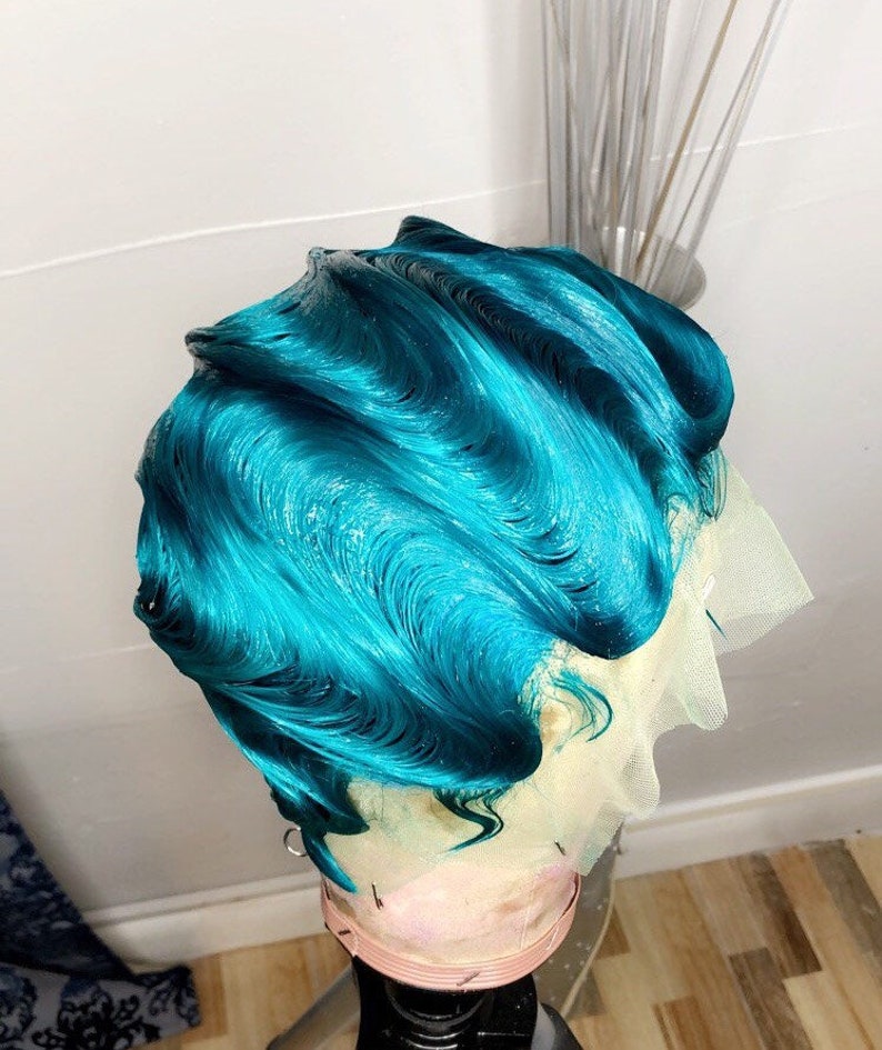 Trina 1920's Short Style Turquoise Finger Wave Wig|vintage Style Custom ...