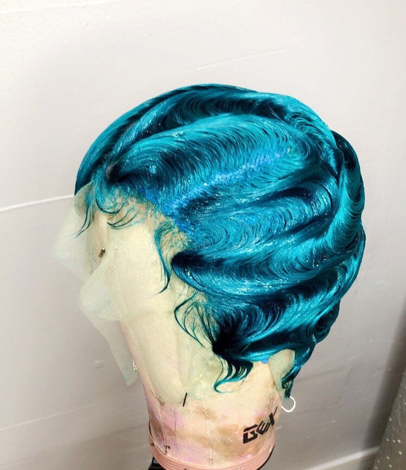 Trina 1920's Short Style Turquoise Finger Wave Wig|vintage Style Custom ...