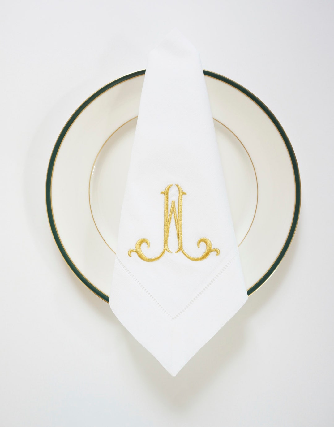 ELEGANT SINGLE INITIAL Embroidered Monogram, Monogrammed Cloth Napkins ...