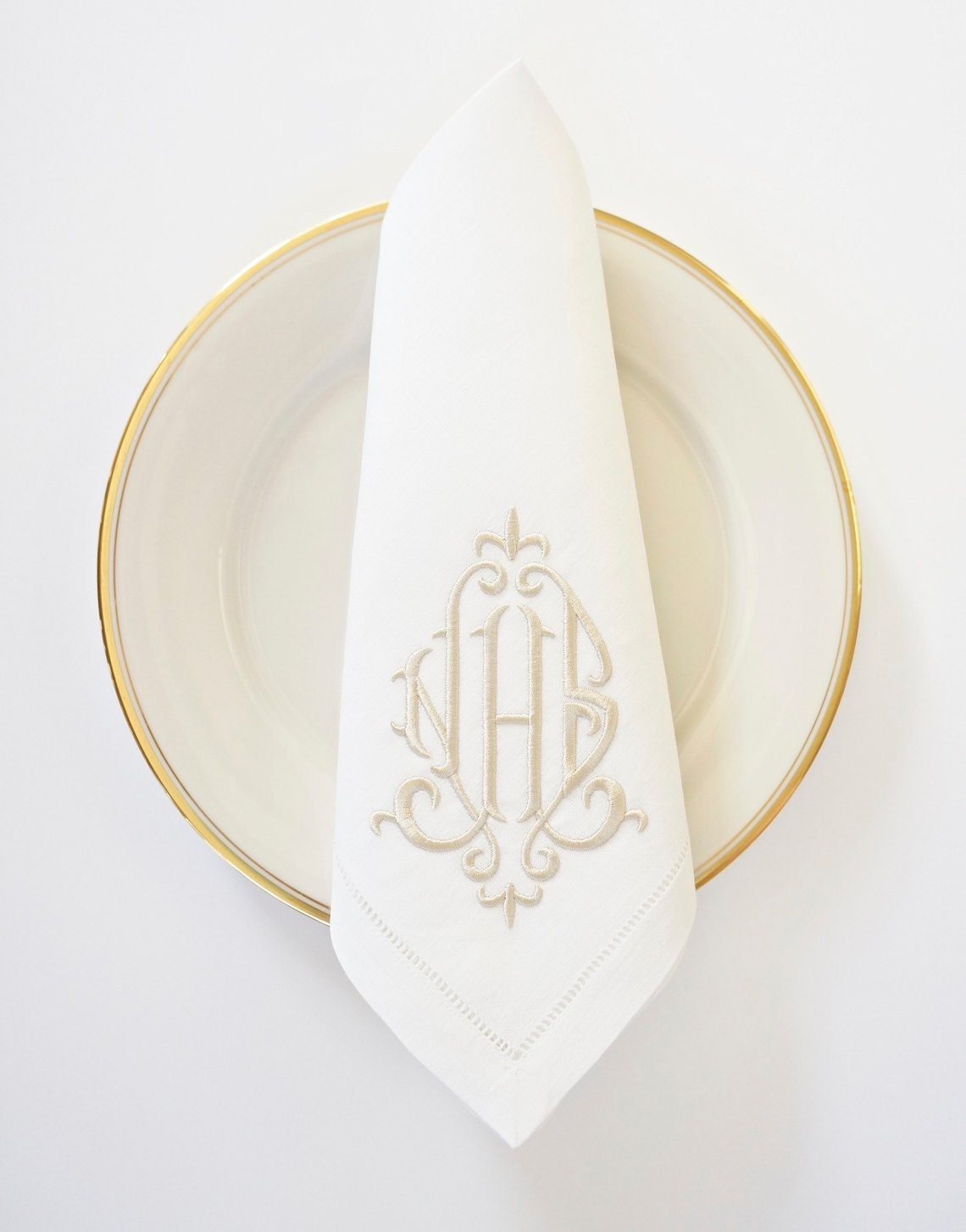 Monogrammed Cloth Napkins ELEGANT FONT Embroidered Custom | Etsy